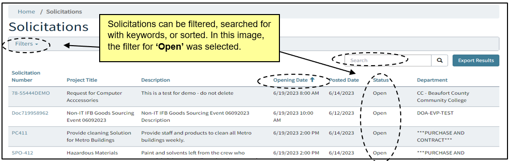 Viewing Posted NCEP Solicitations in eVP | NC eProcurement